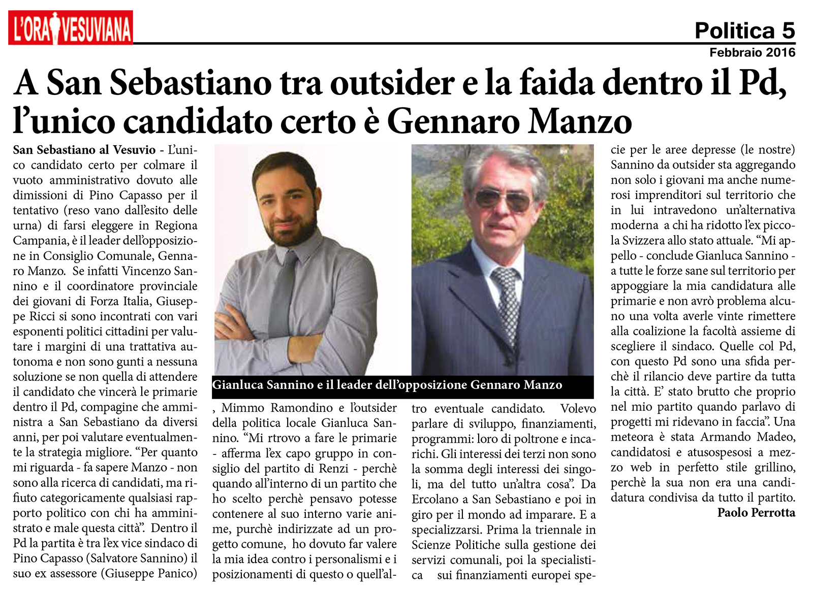 A San Sebastiano tra outsider e la faida dentro il Pd, l’unico candidato certo è Gennaro Manzo ...